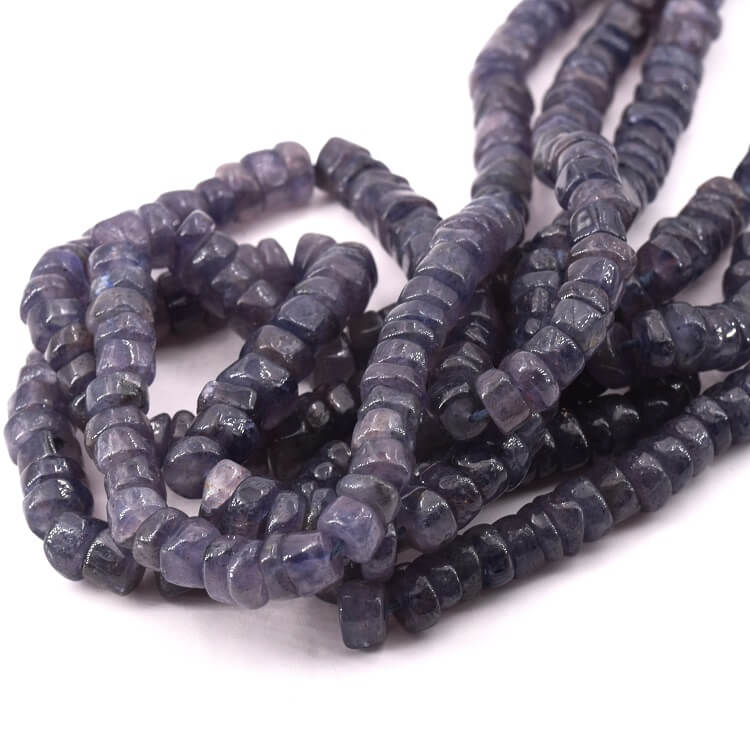 Heishi-Perlen-Rondelle aus Iolith 6-5x 3–4 mm – Loch: 0.5 mm (1 Strang